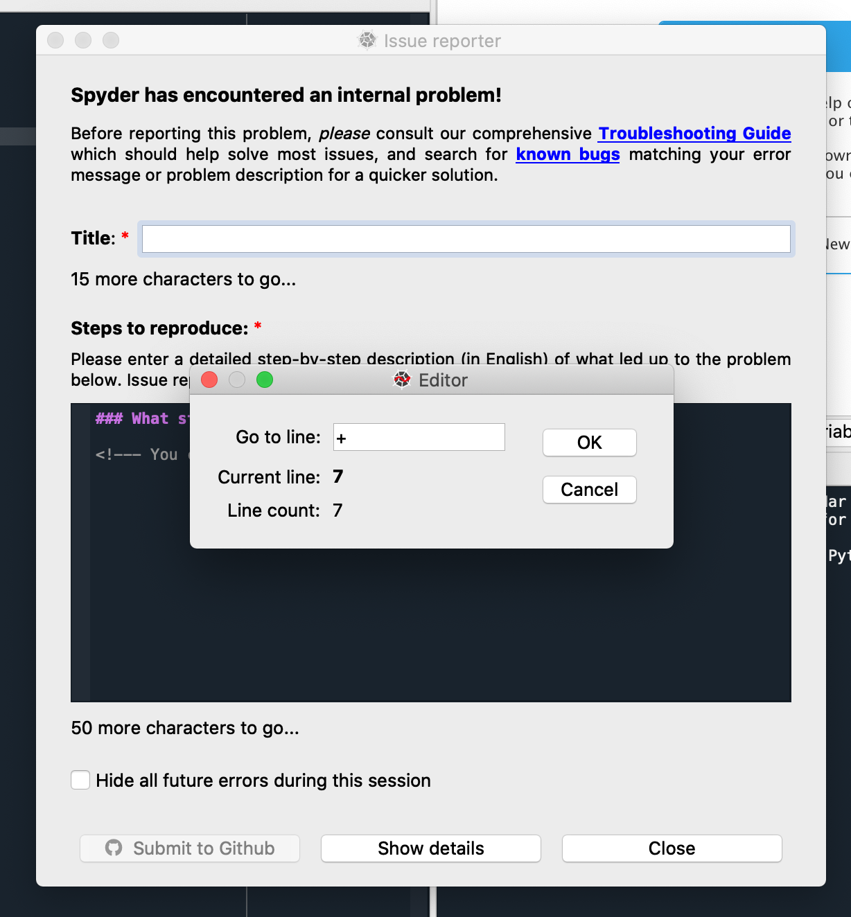 Go To Line Dialog Finds An Internal Problem · Issue 12693 · Spyder Idespyder · Github