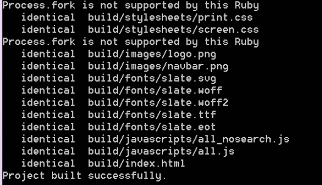 Process.fork is not supported by this Ruby · Issue #958 · slatedocs/slate · GitHub