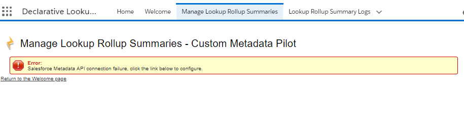 Error: Salesforce Metadata API connection failure, click the link below to configure. · Issue ...