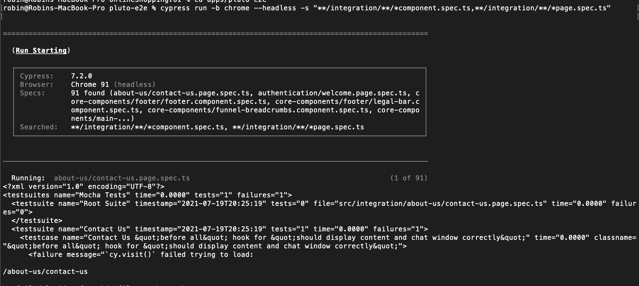 CI: Cypress should log in real time the commands that are executed ...