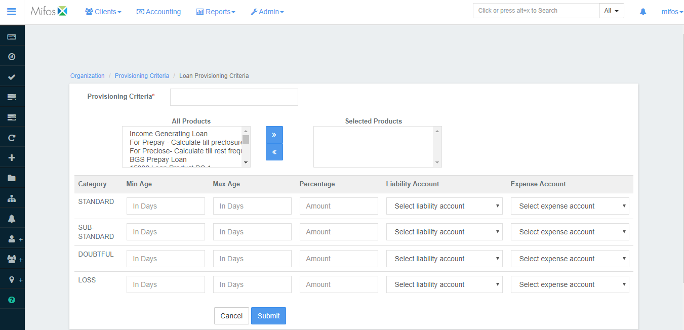 Loan Provisioning Criteria Create Provisioning Criteria · Issue 570 · Openmf Web App · Github