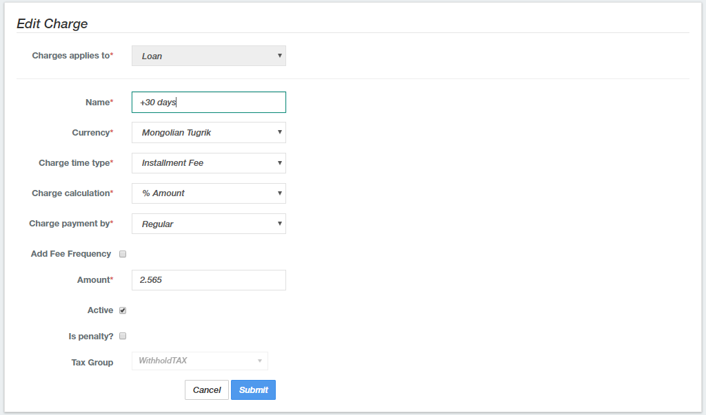 Charges: Edit Charge · Issue #586 · openMF/web-app · GitHub