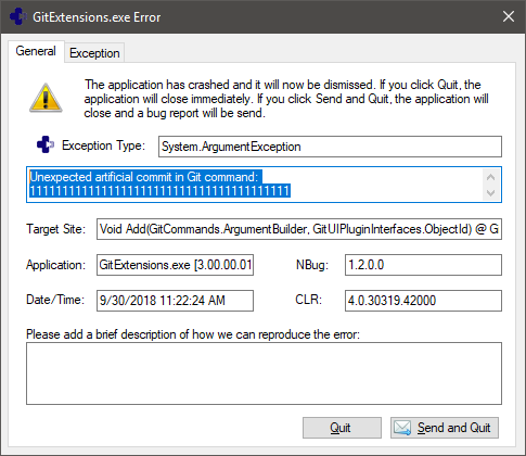 Unexpected artificial commit in Git command: 1111111111111111111111111111111111111111 · Issue ...