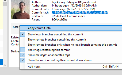 Shortcut / Option to Copy Commit Hash to Clipboard · Issue #6097 · gitextensions/gitextensions ...