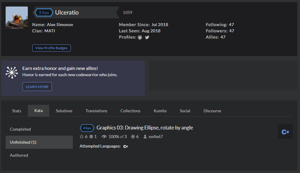 Completed Kata Stuck In Unfinished · Issue 1529 · Codewars · Github