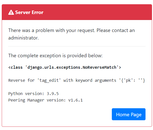 Server error when viewing tag (/tags/1/ for instance) · Issue #575 · peering-manager/peering ...