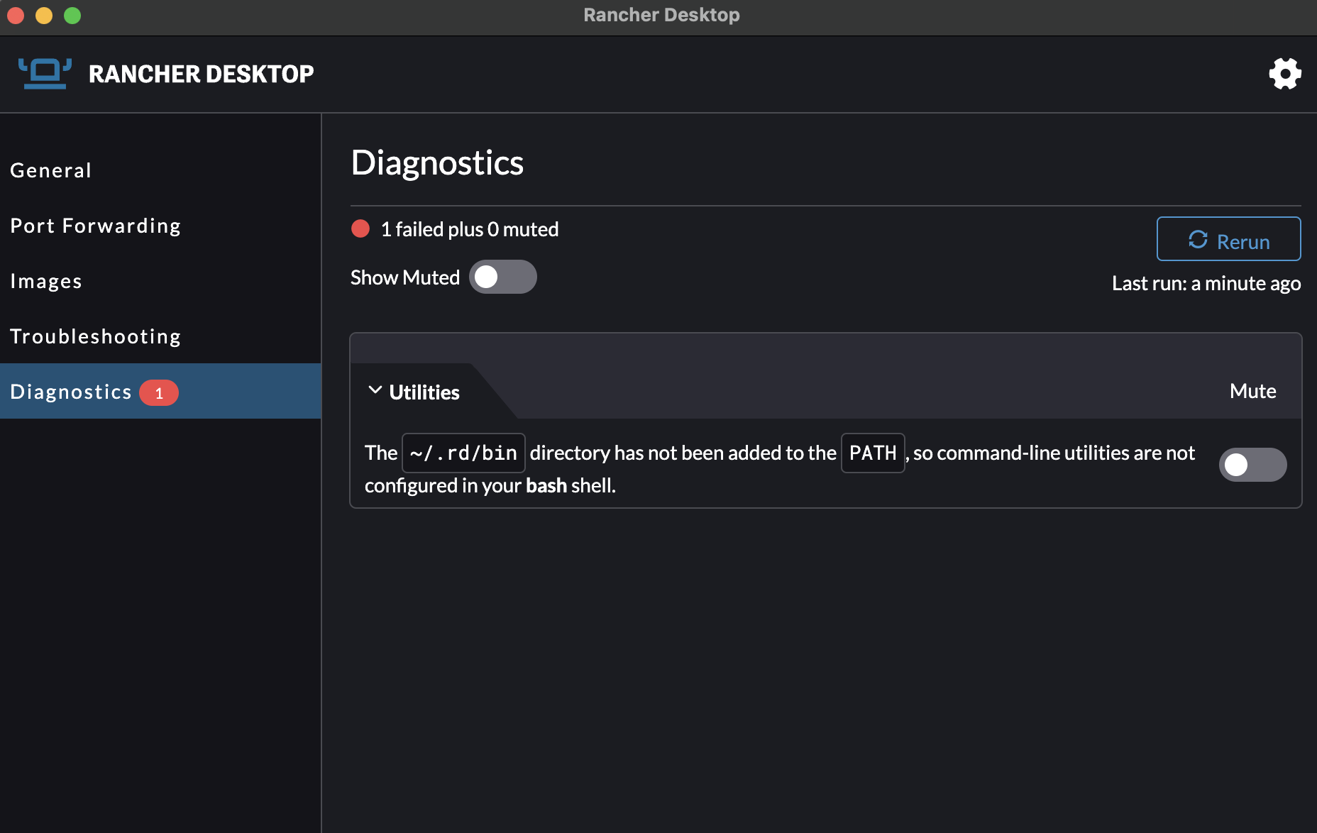 The ~/.rd/bin directory has not been added to the PATH, so command-line ...