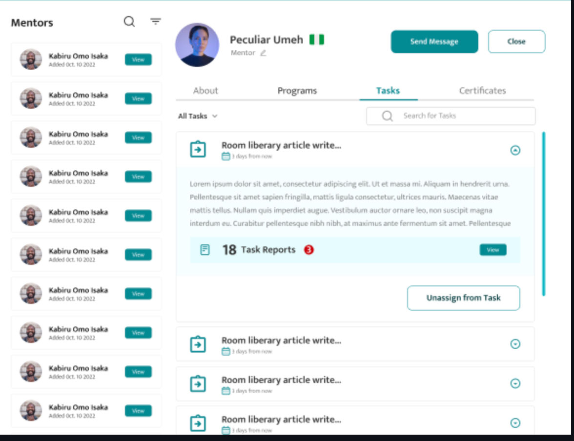Mentors/Mentor Managers Tasks Page-Admin-App - Sprint 3 · Issue #28 · ALCOpenSource/Mentor ...