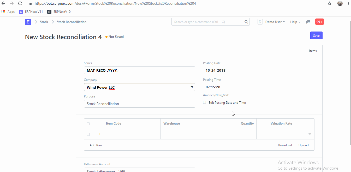 [Bug - V11] - Stock Reconciliation > Got exception on Submit for changed item's qty · Issue ...
