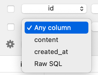 Filter's "Table's columns" dropdown has incorrect items · Issue #2624 · TablePlus/TablePlus · GitHub