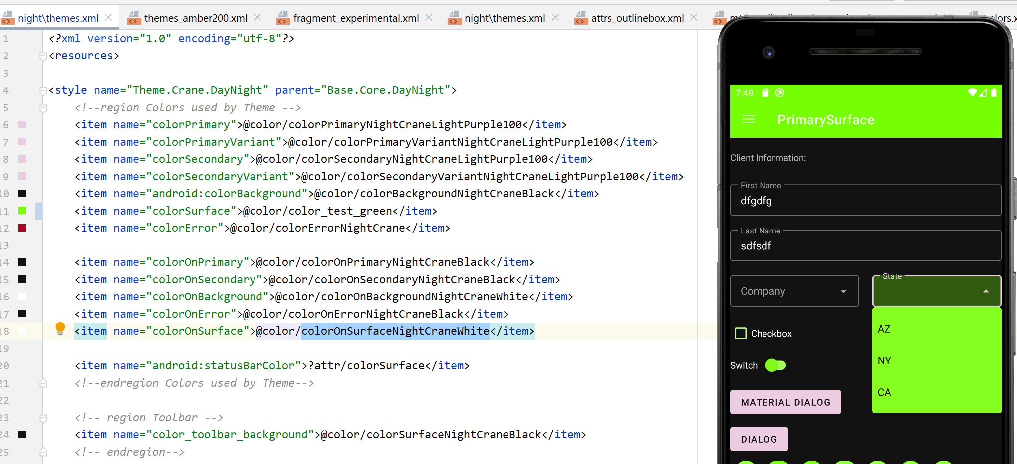 Exposeddropdownmenu In Night Mode Shows Incorrect Text Color · Issue 2045 · Material Components
