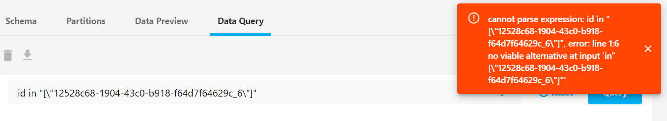 Using `in` Or `not In` In Expressions Returns `cannot Parse Expressions` Error If Primary Keyid