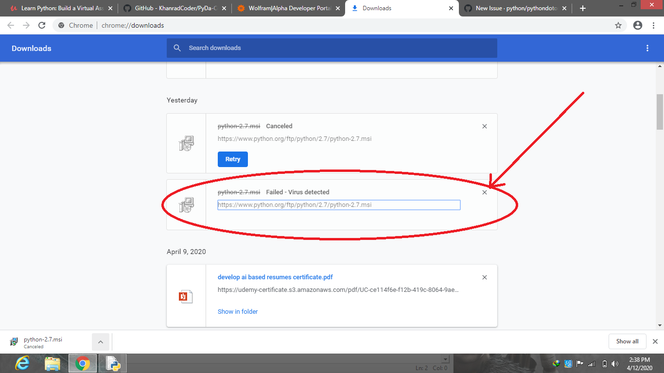 found a virus with python2.7 in python.org · Issue #1573 · python ...