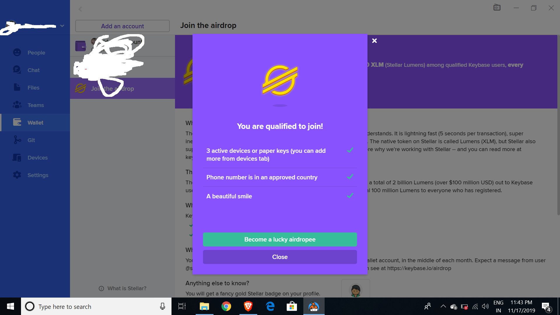 Stellar Lumen Airdrops · Issue #20946 · keybase/client · GitHub