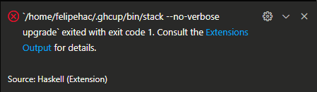`stack --no-verbose upgrade` terminated with code 1 · Issue #620 · haskell/vscode-haskell · GitHub