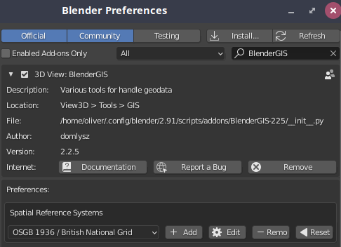 CRS information being lost · Issue #424 · domlysz/BlenderGIS · GitHub