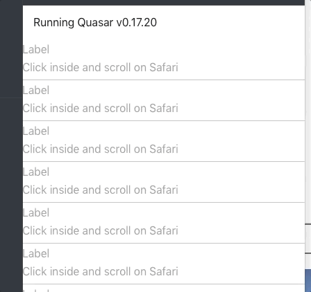 [v0.17][v1] Safari scrolls back to the QInput when focused · Issue #4264 · quasarframework ...