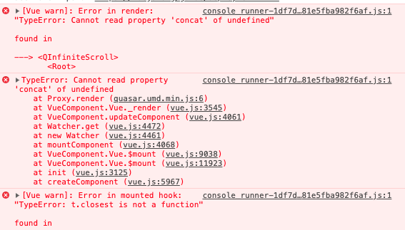 Inf Scroll Cannot Read Property Concat Of Undefined · Issue 5473 · Quasarframework Quasar · Github
