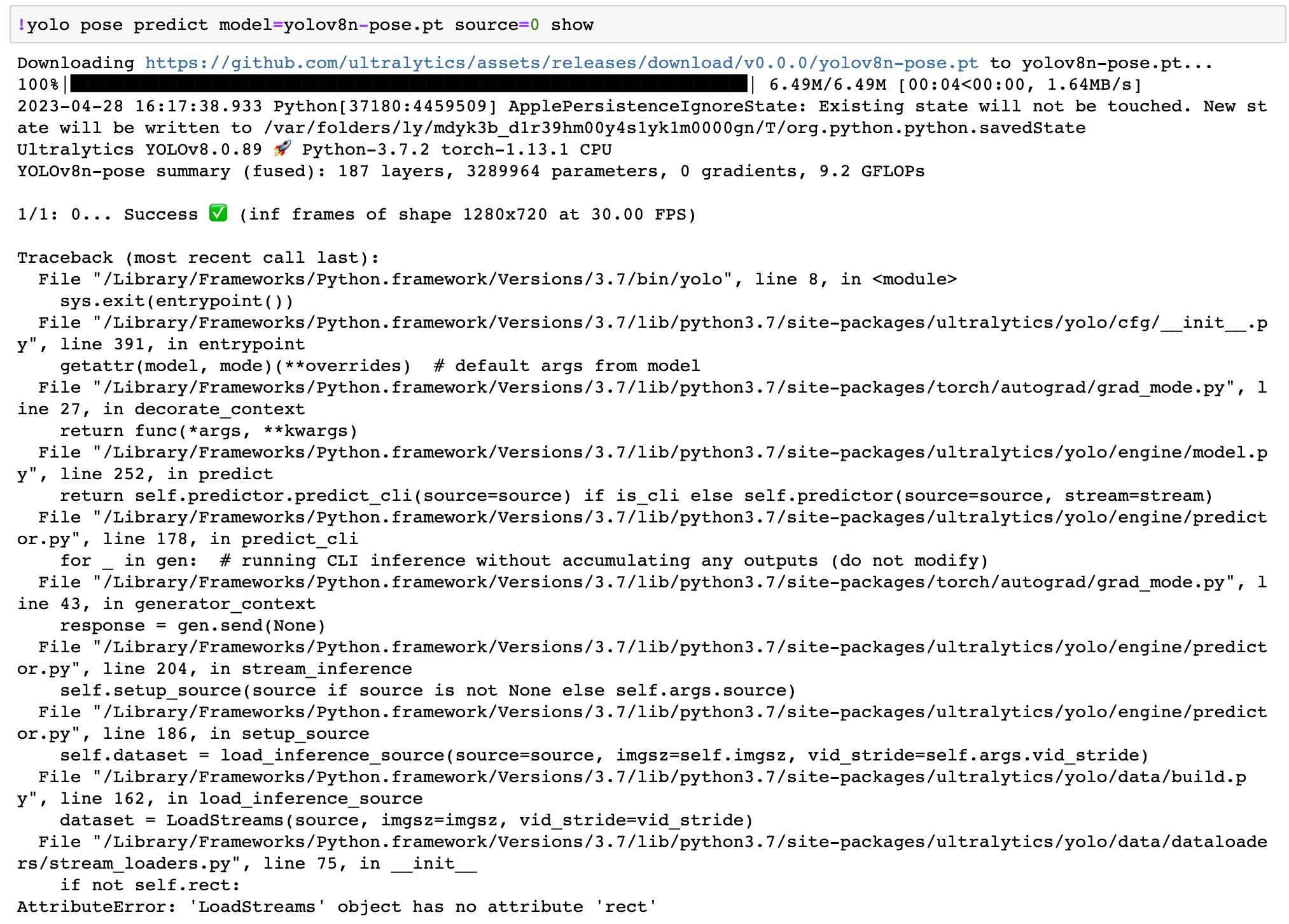 [Error] AttributeError: 'LoadStreams' object has no attribute 'rect' with Nvidia Orin · Issue ...