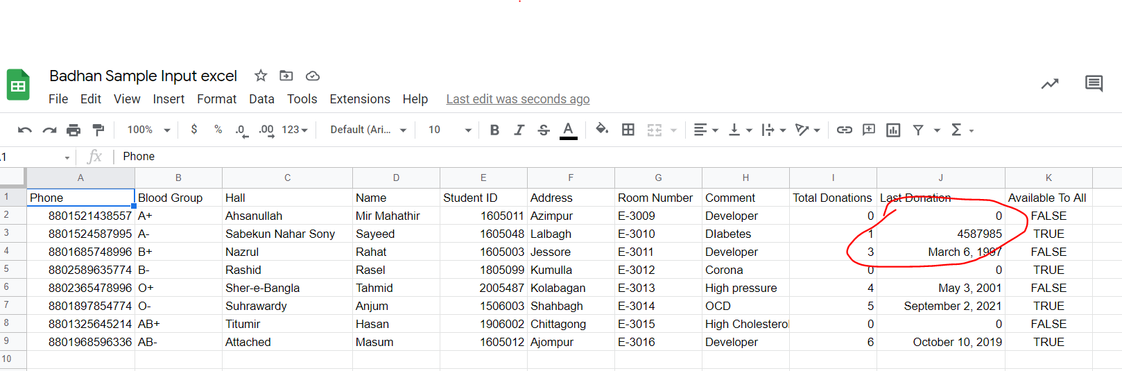 Invalid Last Donation Validation · Issue #26 · Badhan-BUET-Zone/badhan-datainput · GitHub