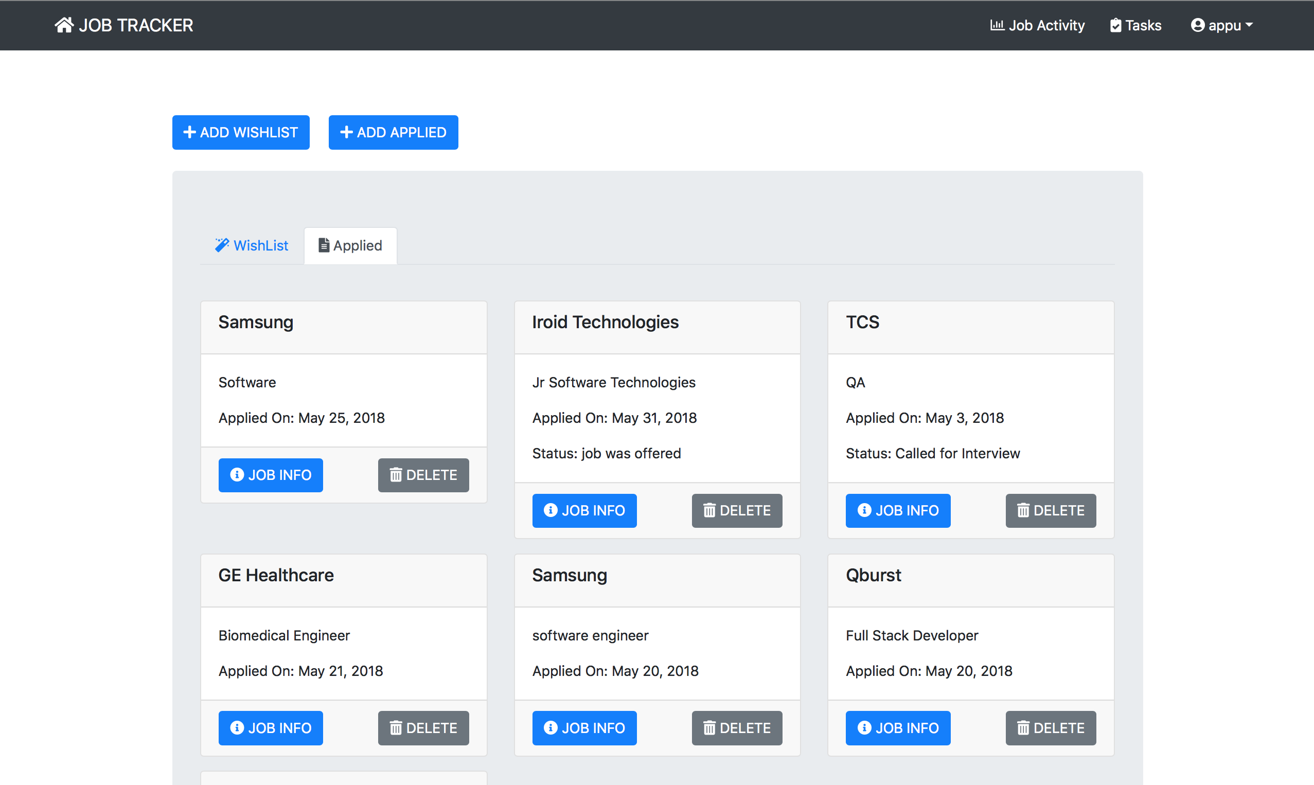 GitHub - philipmathews/Job-Tracker: A Job Application Tracking Web-App