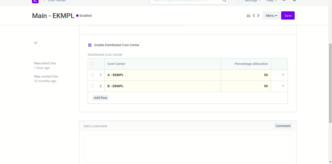 Version-13 Frappe.cloud (Distributed cost center not distributing the cost with assosiated cost ...