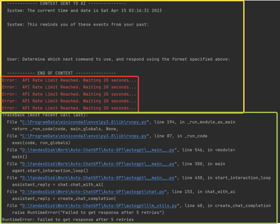 `--debug` flag needed to display `API Rate Limit Reached. Waiting 20 seconds` error · Issue ...