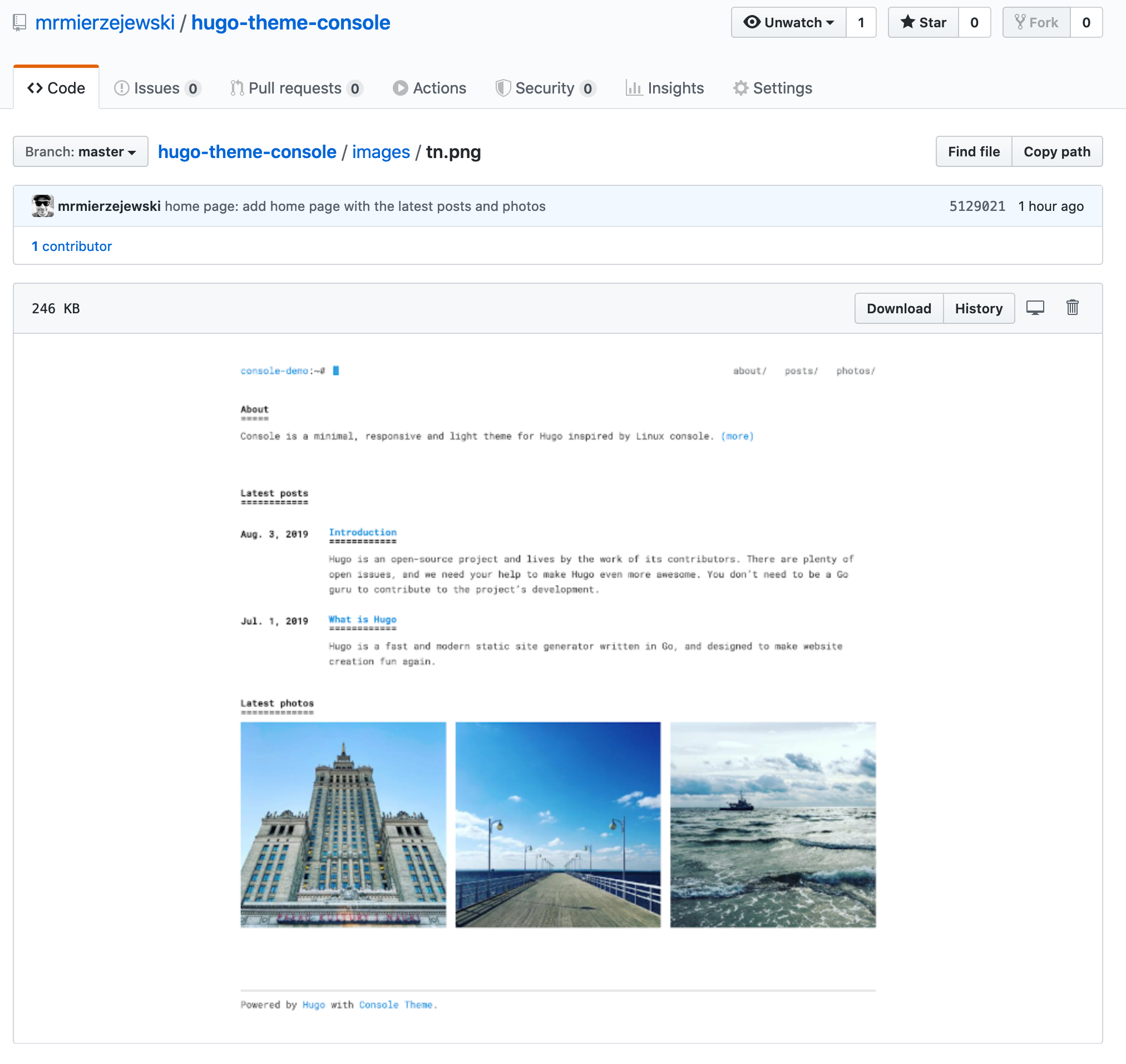 Theme Submission: hugo-theme-console · Issue #839 · gohugoio/hugoThemes · GitHub