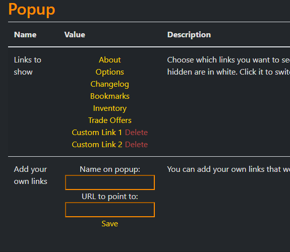 Allow users to customize extension popup links/shortcuts · Issue #63 · gergelyszabo94/csgo ...