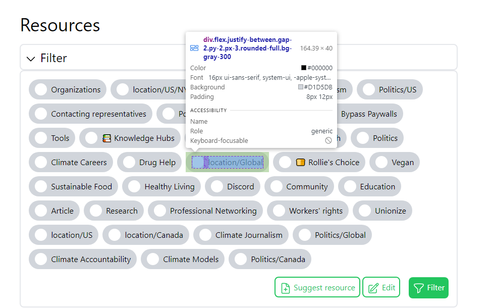 [BUG] Buggy tag UI element in filter · Issue #182 · ClimateTown/knowledge-hub · GitHub