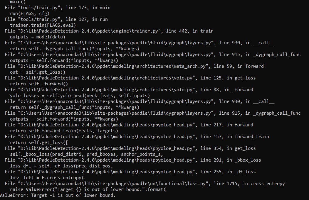 ppyoloe训练报错ValueError: Target *** is out of upper/lower bound. · Issue ...