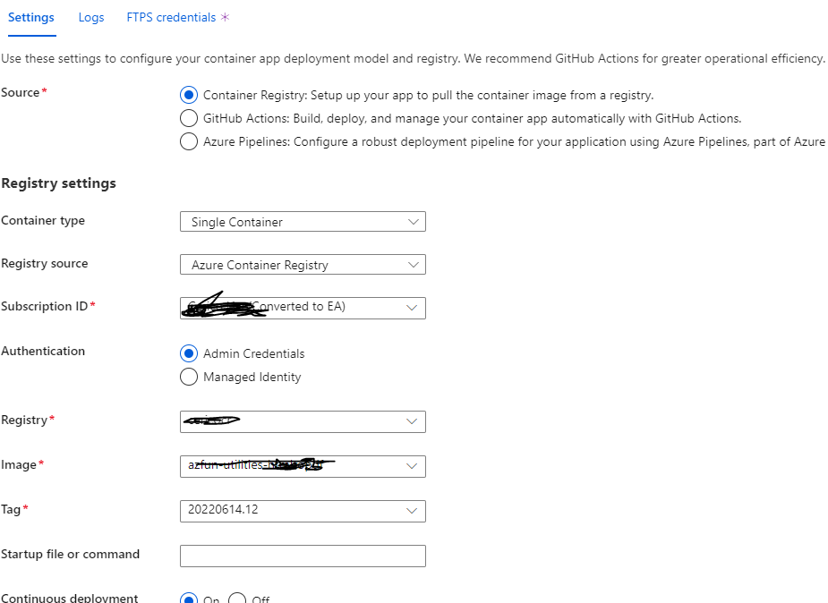 Azurefunctionappcontainer Via Devops Pipline Reverts The Deployment Center Details · Issue