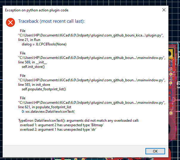 Error Opening The Plugin · Issue 188 · Bounikicad Jlcpcb Tools · Github