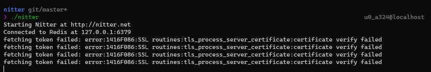 Nitter fails to run with fetching token and certificate verify failed · Issue #388 · zedeus ...