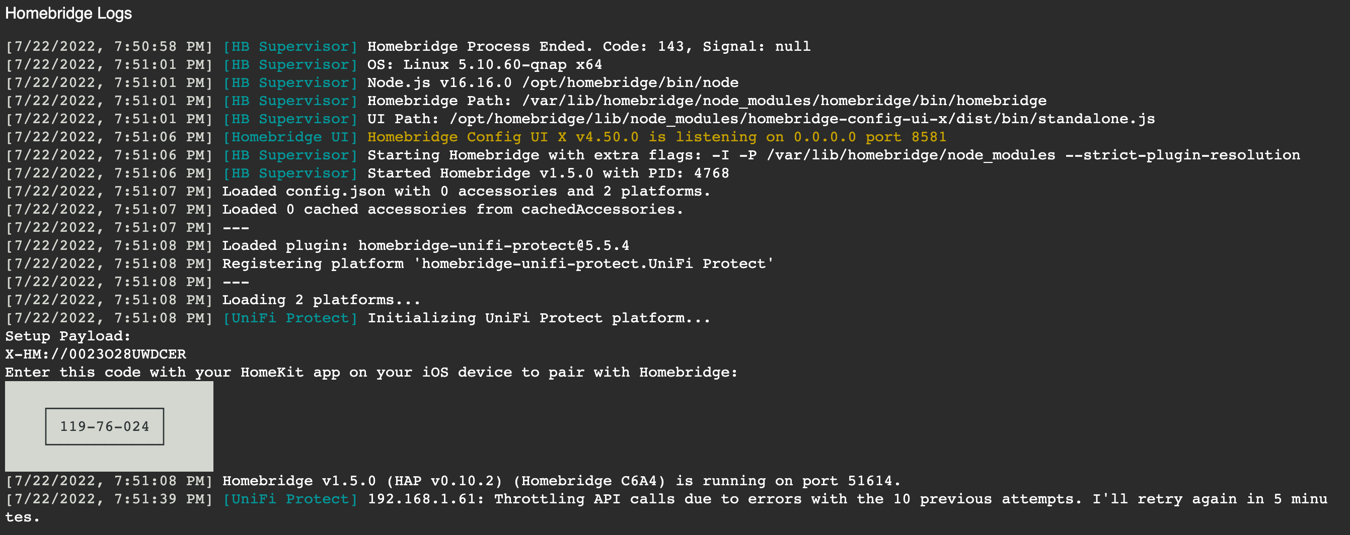 Throttling API calls due to errors with the 10 previous attempts ...