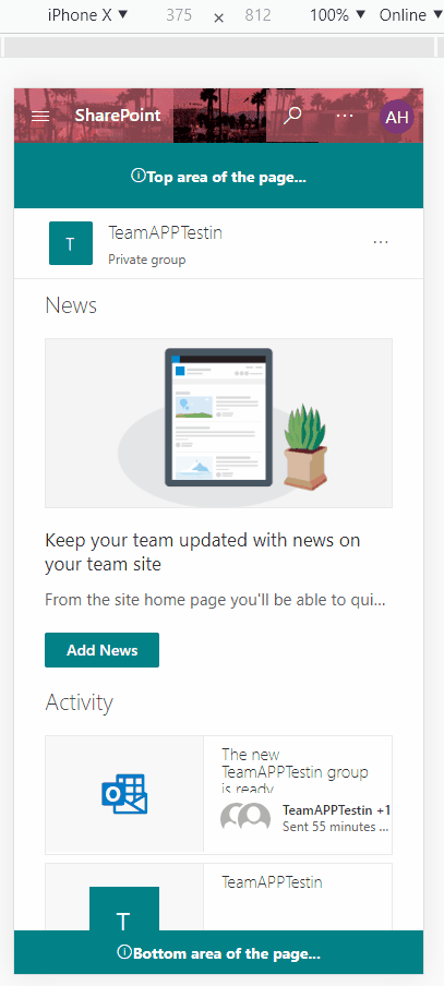 Extension - Application Customizer footer is rendered incorrectly on mobile (SP App and browsers ...