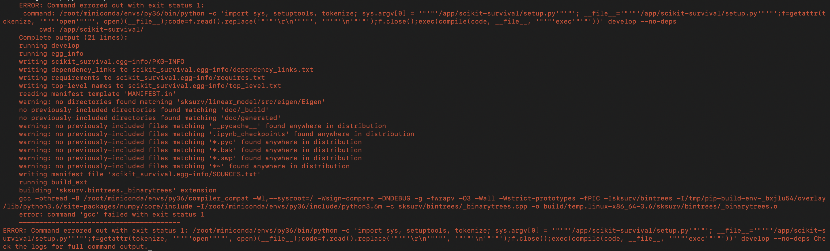 "pip install -e ." breaks. · Issue #184 · sebp/scikit-survival · GitHub