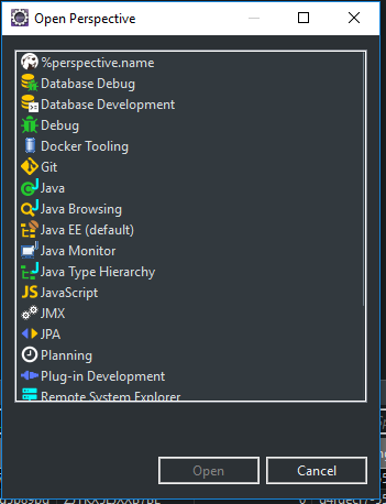 Wrong/missing name in Open Perspective dialog · Issue #3381 · dbeaver/dbeaver · GitHub