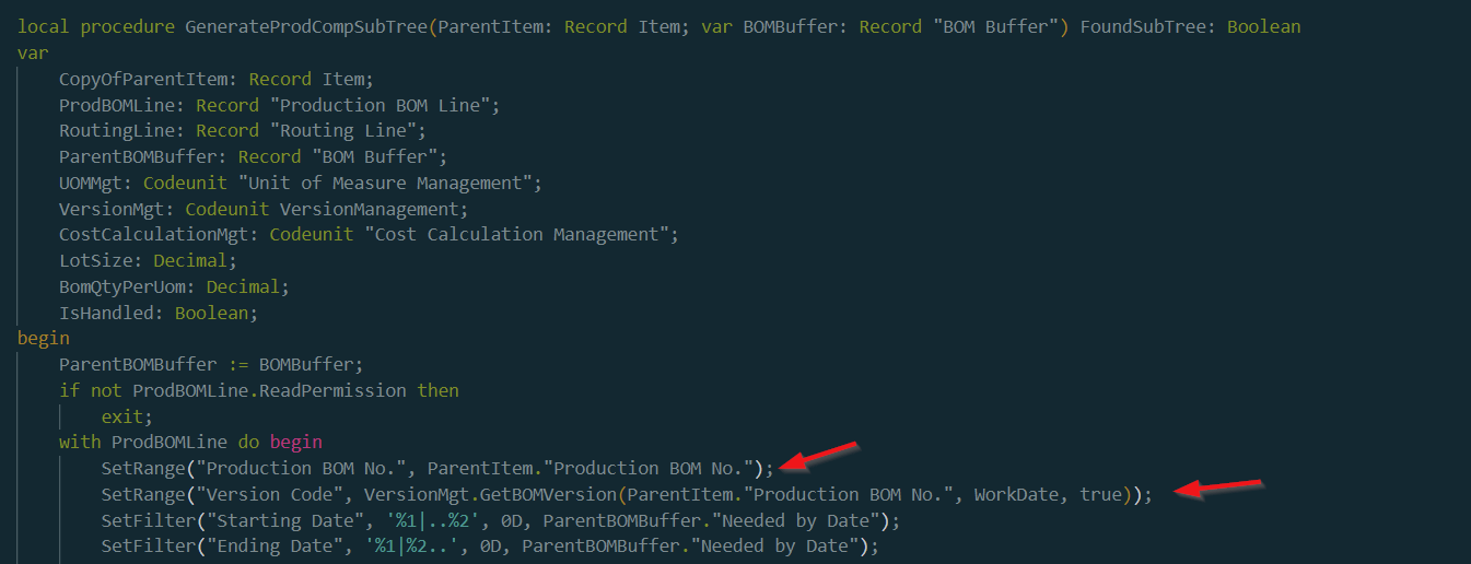 Codeunit 5870 Calculate Bom Tree Procedure Generateprodcompsubtree 5444