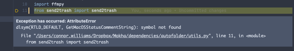 MacOS Big Sur "dlsym(RTLD_DEFAULT, GetMacOSStatusCommentString): symbol ...
