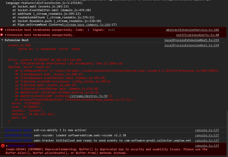 Extension Host Terminated Unexpectedly · Issue 103396 · Microsoftvscode · Github