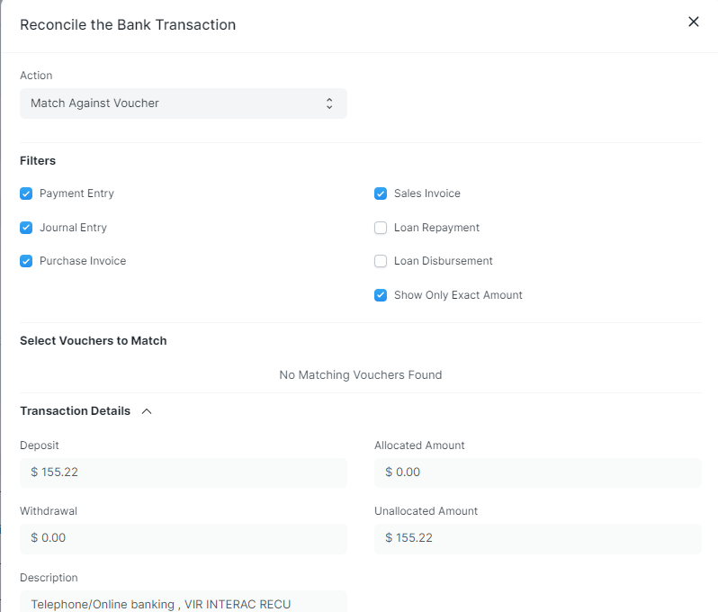 Bank Reconciliation Tool not finding payment entry · Issue #33229 · frappe/erpnext · GitHub