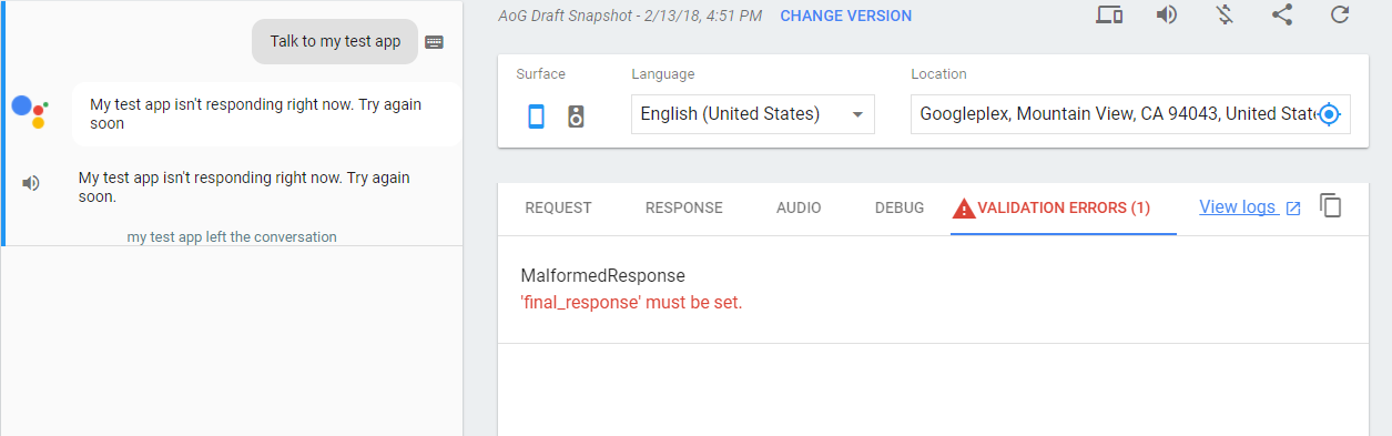 MalformedResponse 'final_response' must be set. · Issue #97 · actions-on-google/actions-on ...