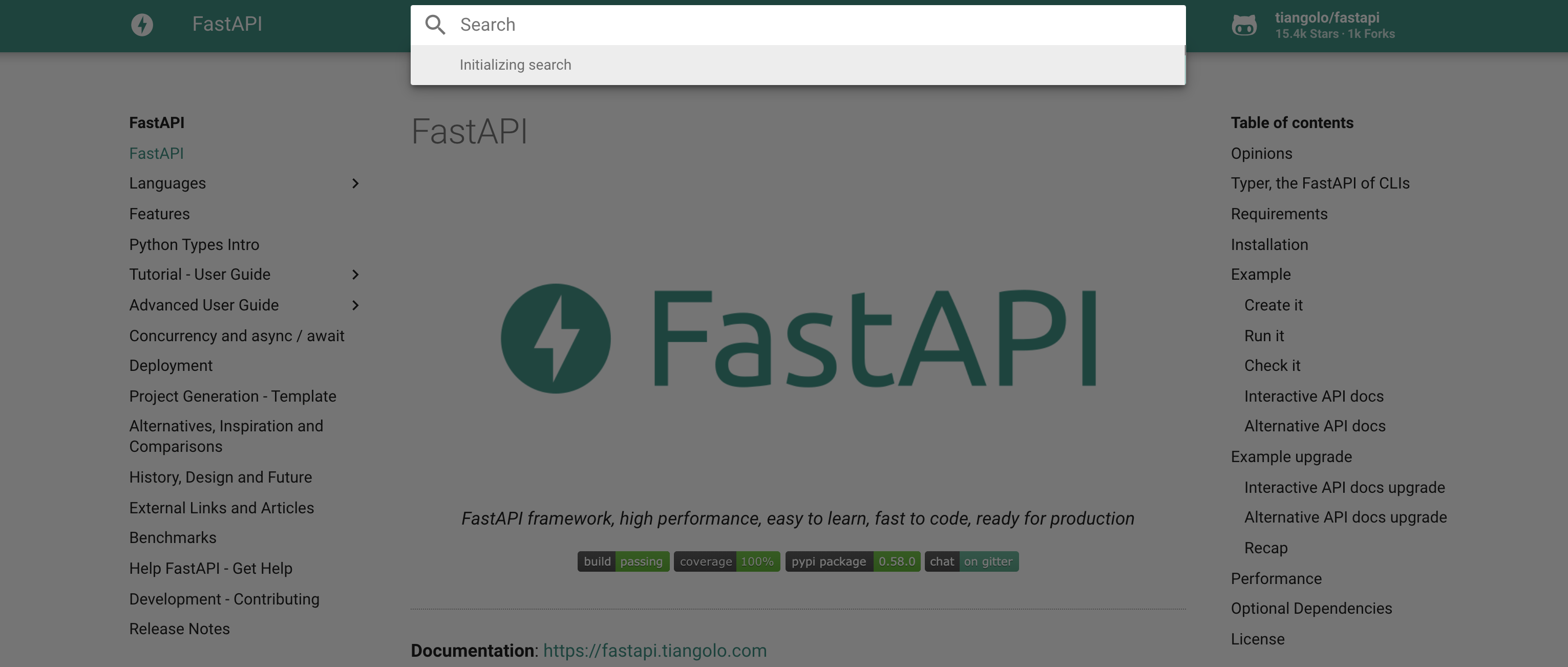 The search on documentation page keeps saying initializing search. Never searches really ...