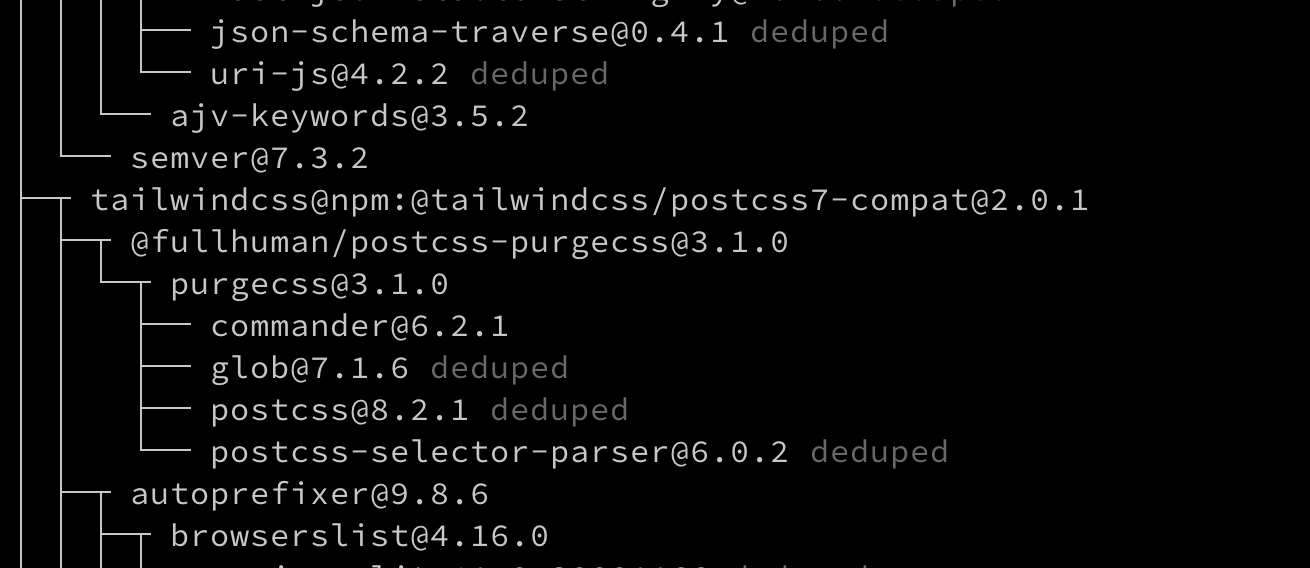 purgecss 3.1.0 unexpectedly installed when using `@tailwindcss/postcss7-compat@^2.0.1`, causes ...
