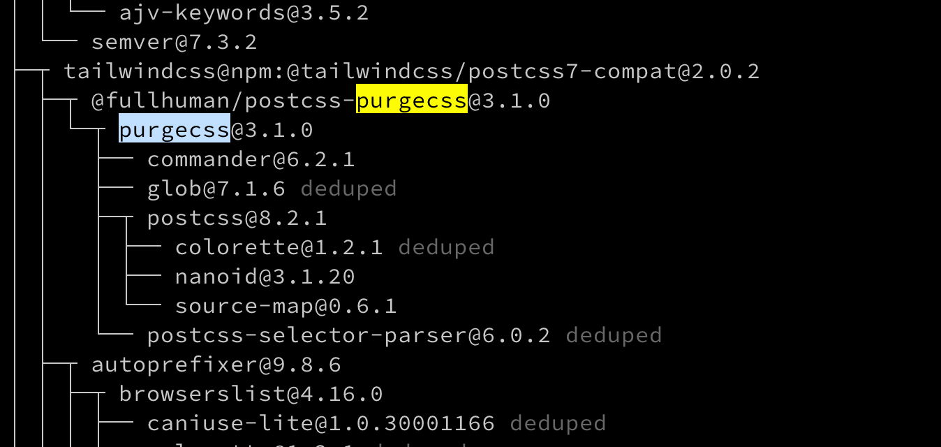 Purgecss 310 Unexpectedly Installed When Using `tailwindcsspostcss7 Compat201` Causes
