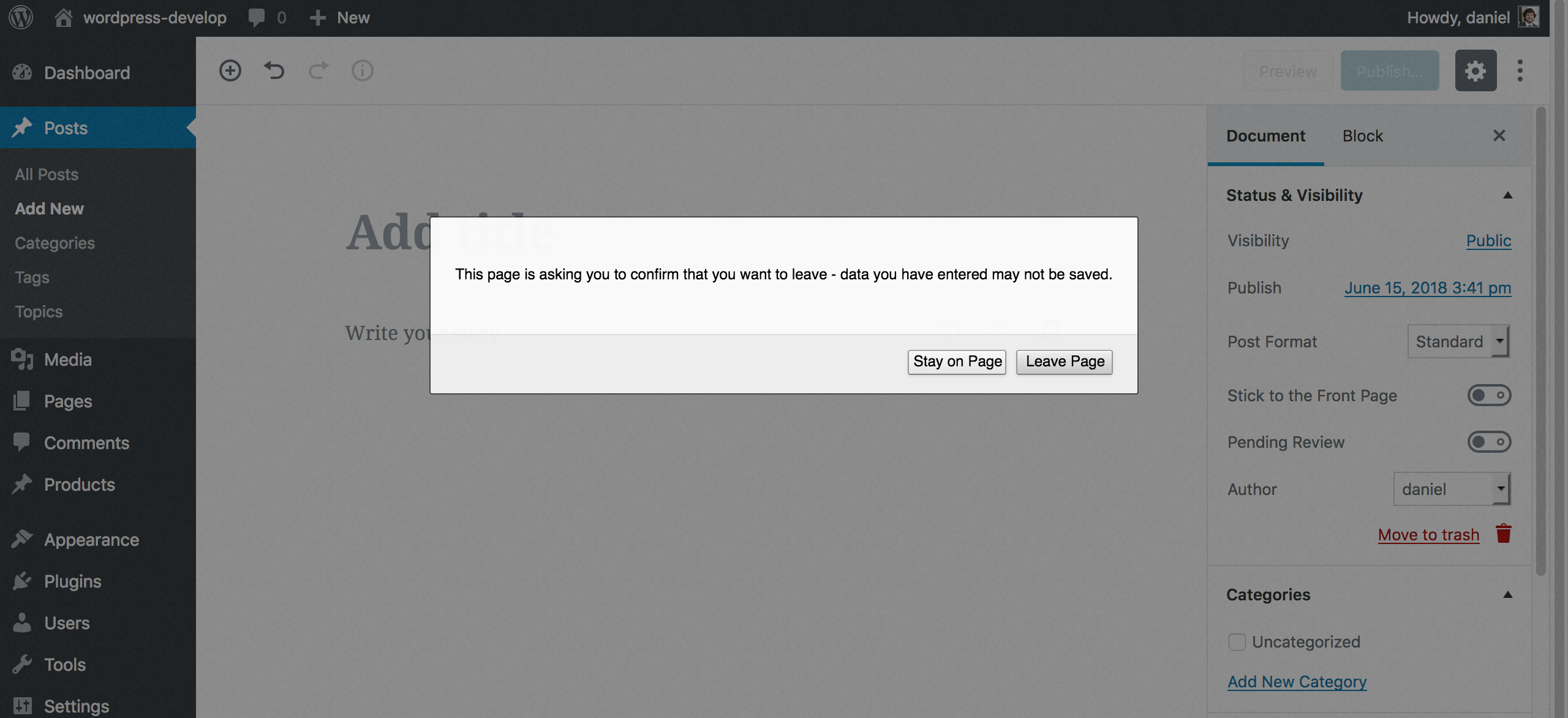 Using "Delete" within an empty Gutenberg editor unexpectedly triggers browser back button ...