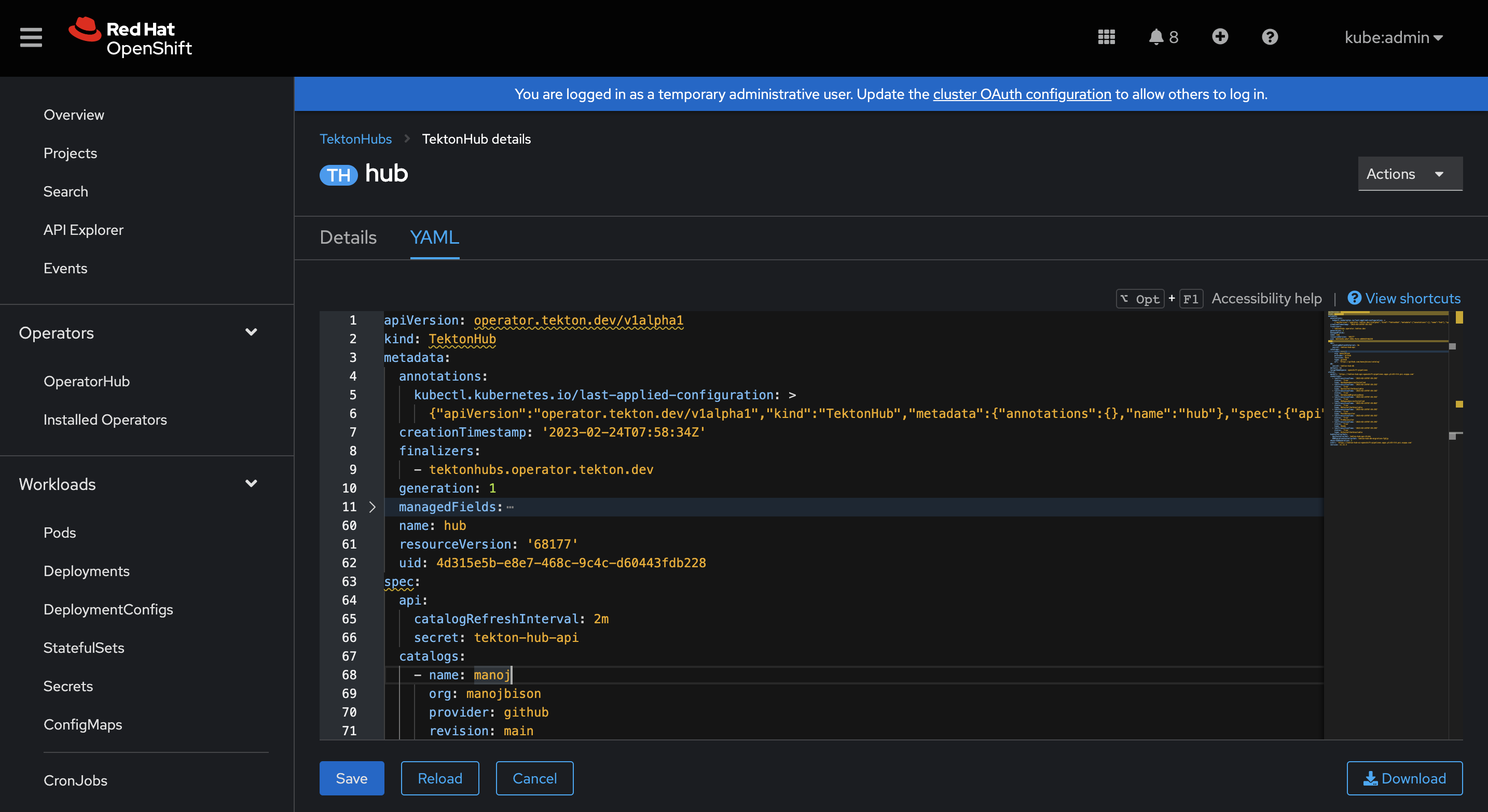 When creating the TektonInstallerSet from TektonHub CR, not updating the catalogRefreshInterval ...