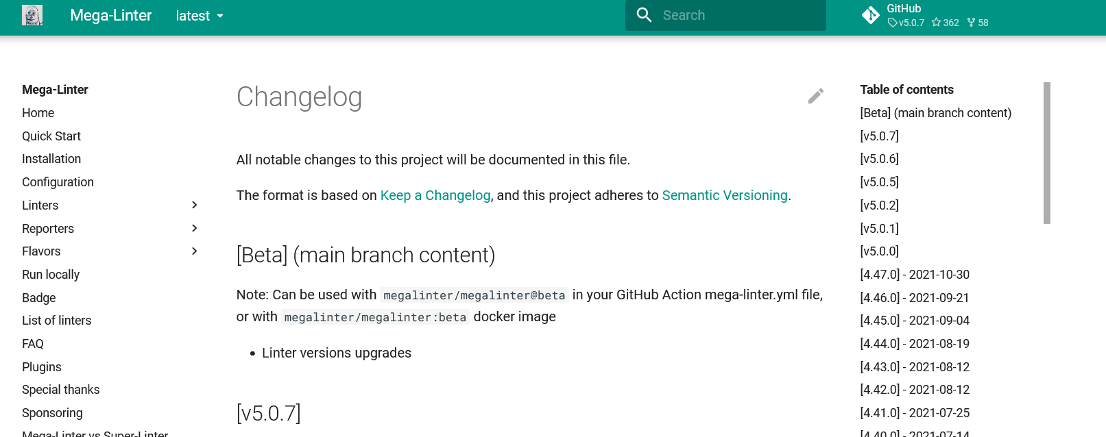 Online Documentation Versioning · Issue 945 · Oxsecurity Megalinter · Github