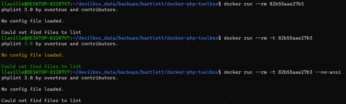 Docker version does not accept arguments · Issue #106 · overtrue/phplint · GitHub
